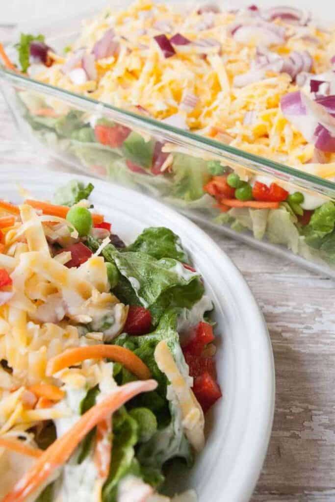 Overnight Layered Green Salad - Mindee's Cooking Obsession